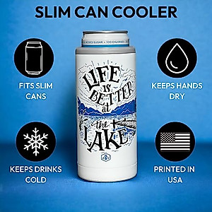 Biddlebee Skinny Can Cooler for Slim Beer & Hard Seltzer | 12oz Double Wall Vacuum Insulated Drink Holder | Beach Gifts for Women | Gifts for Best Friend, Birthday Gift, Girls Trip & Vacation