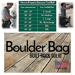 BOULDER BAG Ultimate Electrician's MAX Combo with Comfort Back Support Tool Belt, Leather Belt Buckle, Heavy Duty Tool Belt, Black with White Stitching, (Large 36-40 Inch Waist), Tool Belt Made in USA