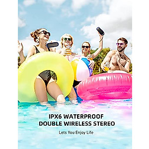 LENRUE Bluetooth Speakers, Waterproof Portable Speakers with TWS, 24 Playtime, Stereo Sound, Wireless for Home Shower Pool Beach Outdoor