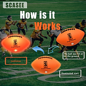 SCASEE Light Up Football - Official Size 6 and Weight- Extra Pump and Batteries - Glow in The Dark Indoor or Outdoor Footballs with Bright Waterproof LED for Youth,Teen Boys and Girls