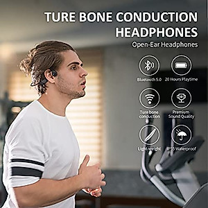 Rakklor Bone Conduction Headphones - Open-Ear Wireless Bluetooth Sport Headphones with Built-in Mic, 20Hr Playtime Waterproof Earphones for Workouts Cycling Running Gym Hiking