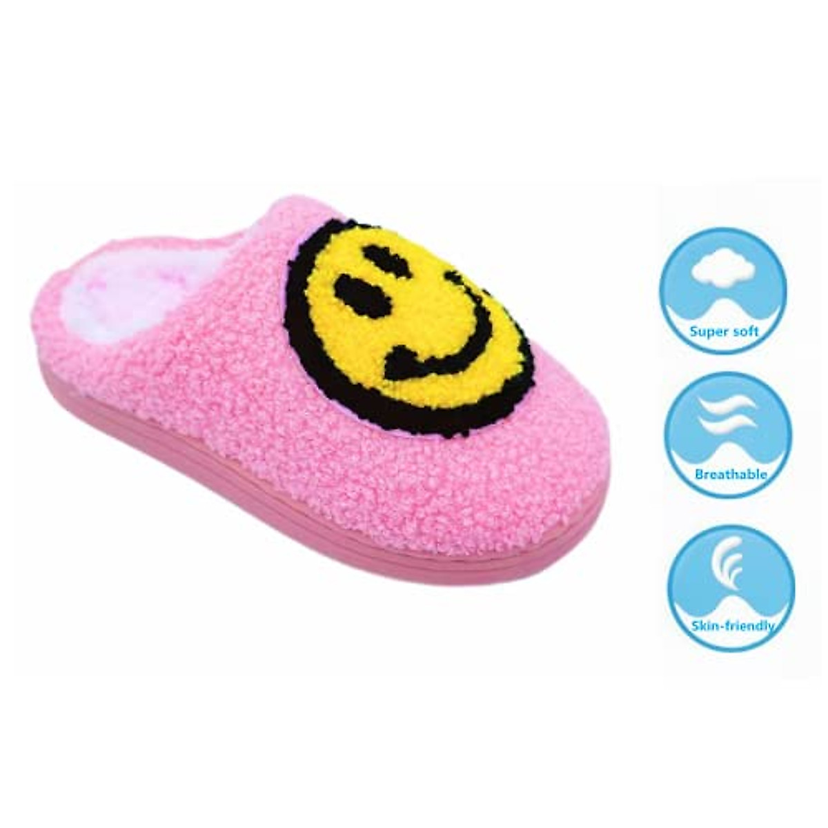 Jcgosmn Smile Face Kids Slippers Unisex-Child Toddlers House Slippers for Kids Waterproof Sole Fuzzy Slide Boys Girls Slip-on Shoes