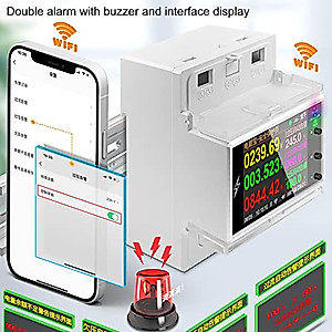 Smart Power Monitor, WiFi Energy Meter Sharing Management Rail Mounting Double Alarms APP Control AC85‑265V for Shopping Mall