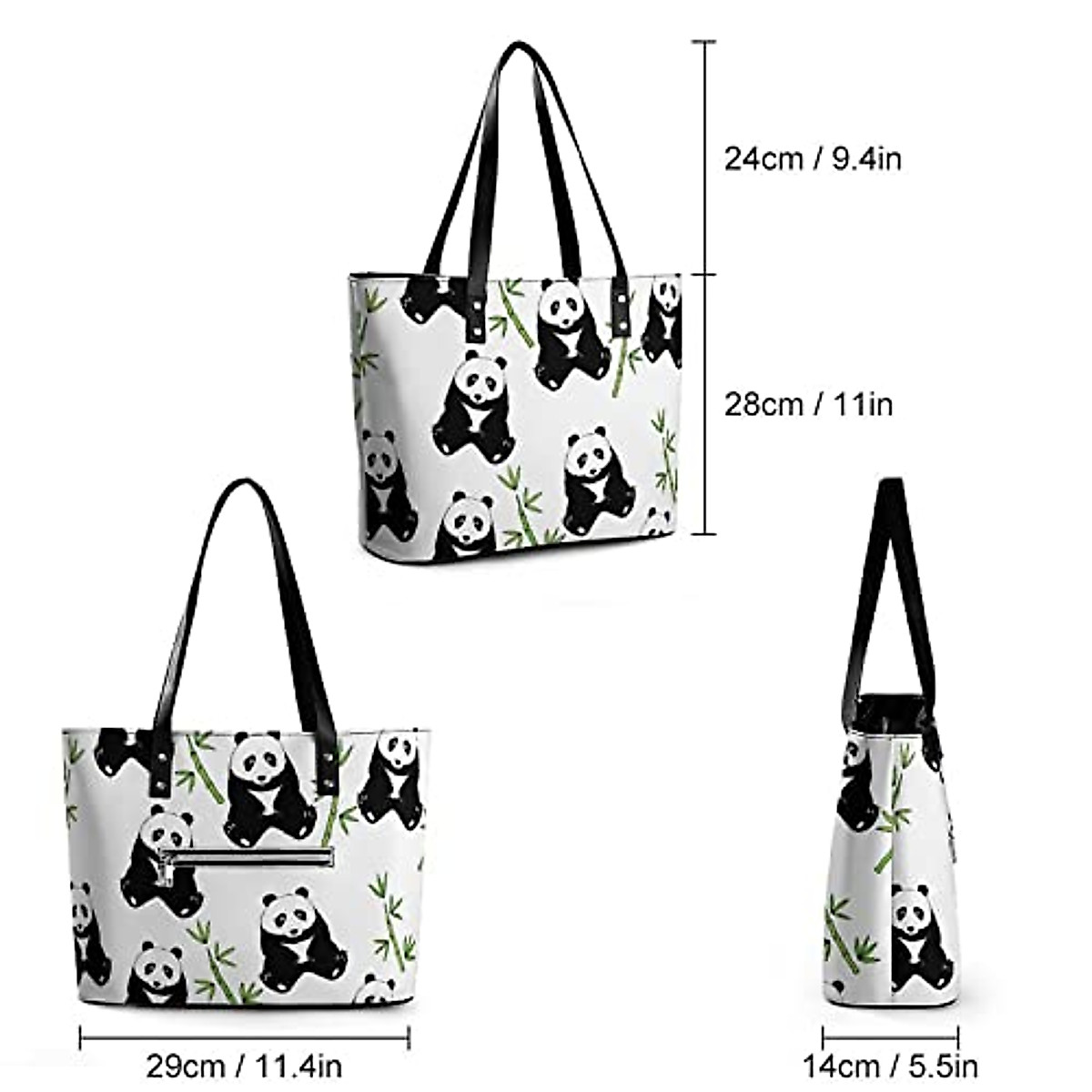 Womens Handbag Panda Patterns Leather Tote Bag Top Handle Satchel Bags For Lady