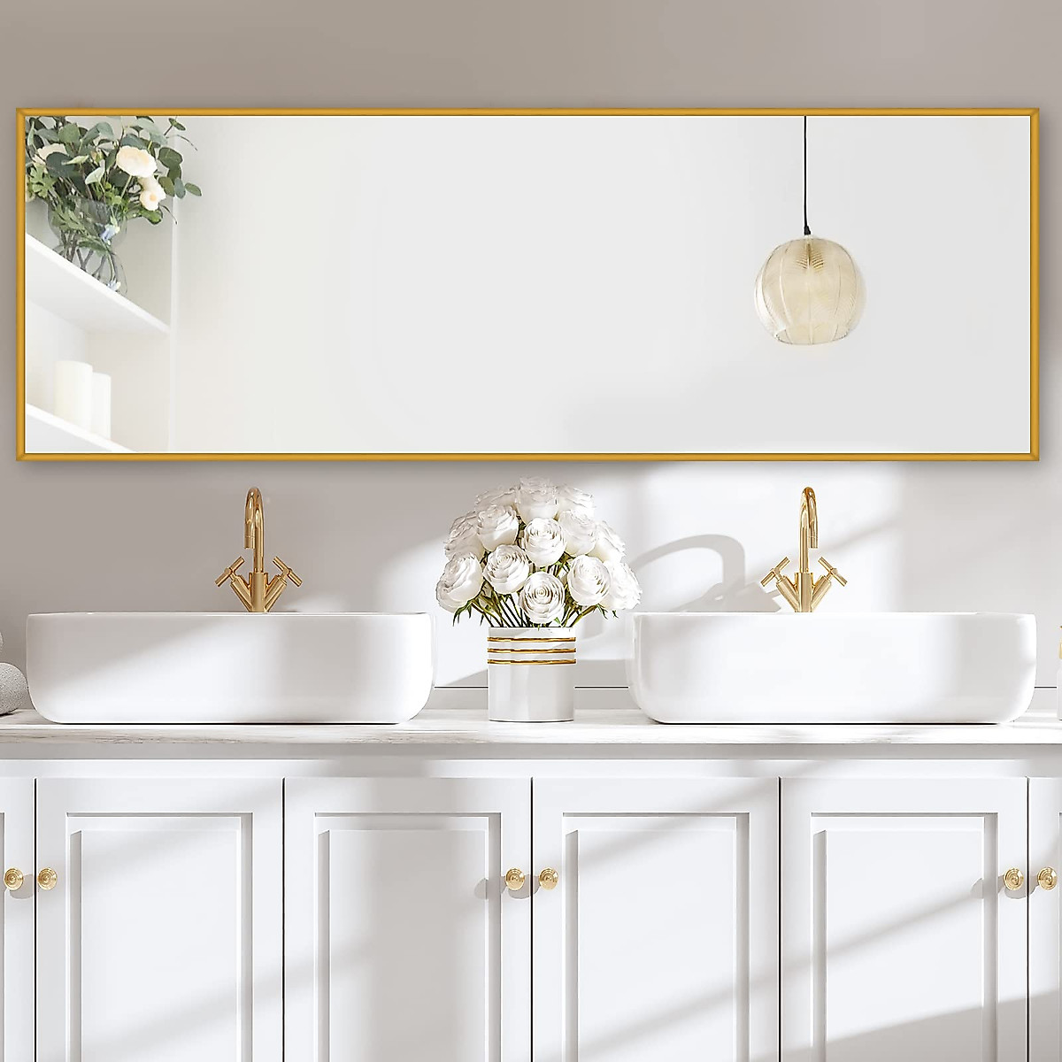 NeuType Full Length Mirror Gold Mirror Full Length Floor Mirror with Standing Hanging Mirror Dressing Mirror Wall-Mounted Mirror Full Length Mirrors for Bedroom Floor Length Mirror, 64" L x 21" W