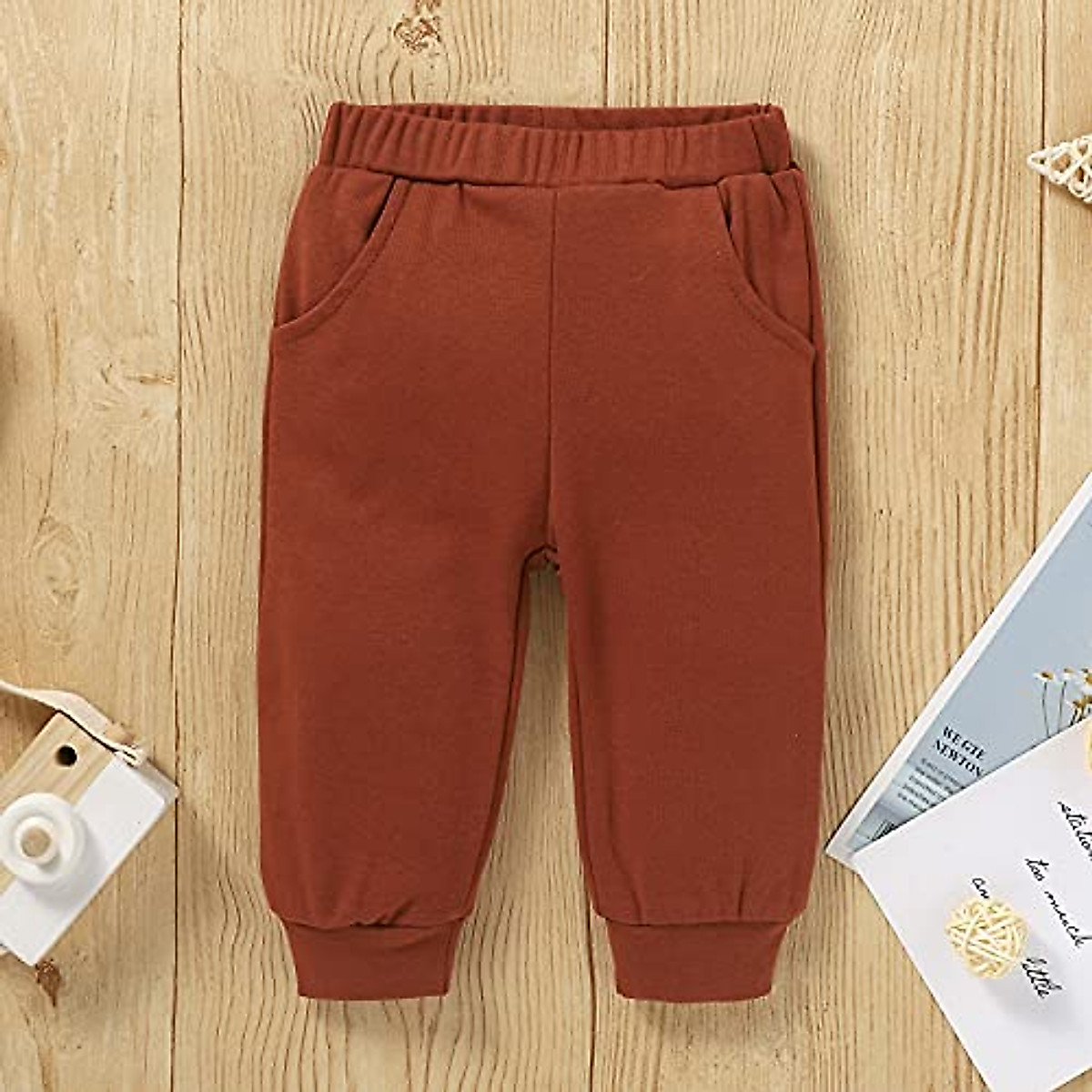 Tikoubabe Baby Boy Clothes Infant Sweatshirt Fall Winter Outfits Long Sleeve Pocket Pants Hats 3 Pcs Light Green Brown 12-18 Months