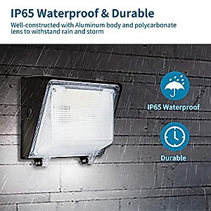 Xbuyee (2 Pack) 80W LED Wall Pack with Dusk-to-Dawn Photocell, Security Outdoor Wall Lights Wall Mounted LED Light Fixture, 120LM/W 5000K 100-277V IP65 Power Tunable (40W/60W/80W)