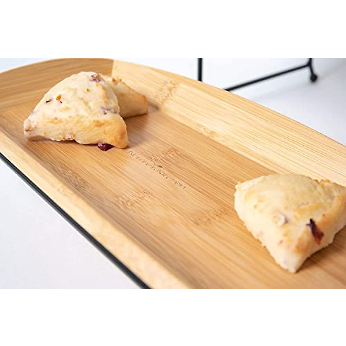 Nature's Kitchen Bamboo Wood Serving Tray Set for Dessert Coffee Appetizers, 3 Pack of 12 x 5.75 Inch Serving Platters