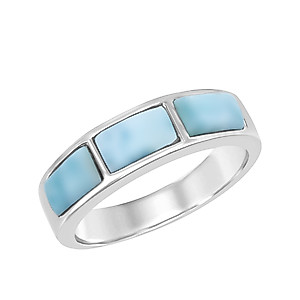 Sterling Silver Larimar Band Ring-6
