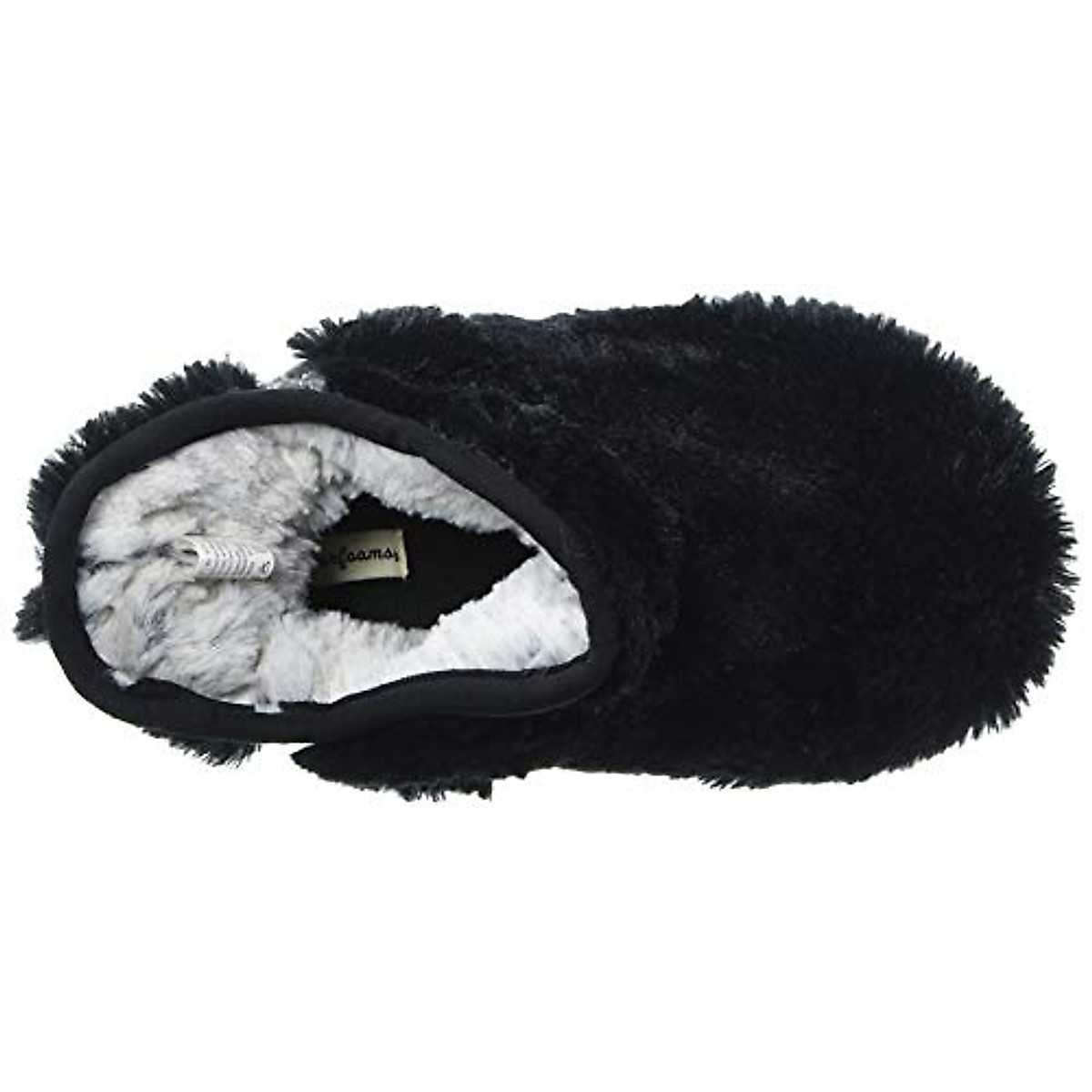 Dearfoams Unisex-Kid's Charlotte faux faux fur Bootie Slipper, Black, 2-3 Big