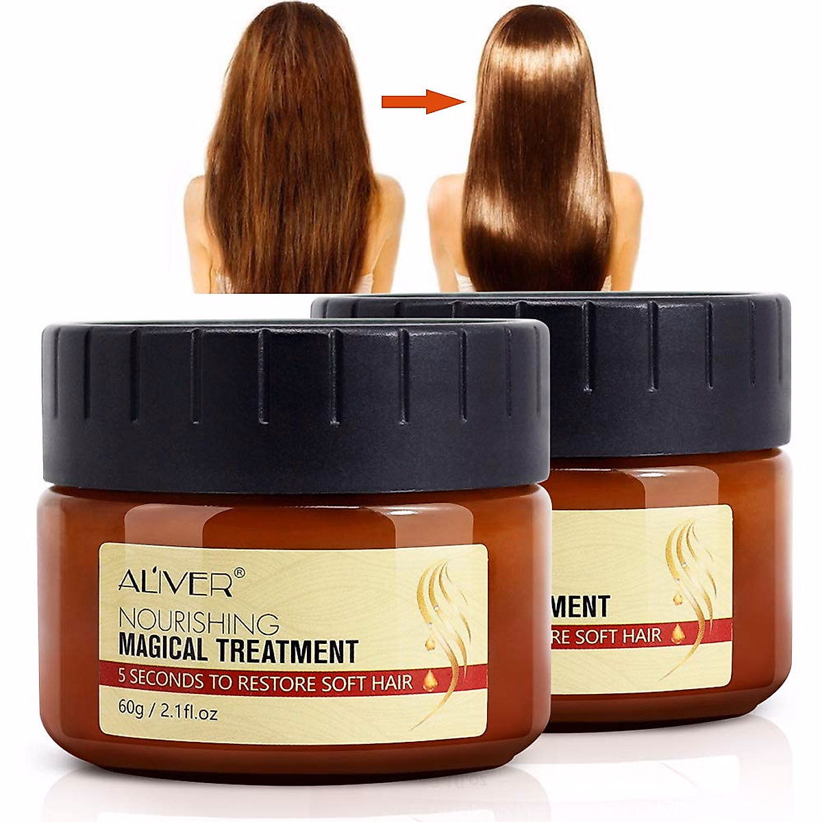 NIFEISHI Magical Keratin Hair Treatment Oil, 2pcs Advanced Molecular Hair Roots Professtional Hair Conditioner, 5 Seconds to Restore Soft Hair, Deep Suitable for Dry & Damaged Hair-60ml