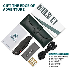 MOLSECT Jungle Pocket Folding Knife, Liner Lock EDC Knives 4.3" 14C28N Blade G10 Handle, Everyday Carry Knife with Clip for Outdoor Indoor Hiking Camping Fishing Hunting Work Men Women Gift