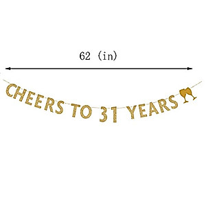MAGJUCHE Gold glitter Cheers to 31 years banner,31th birthday party decorations