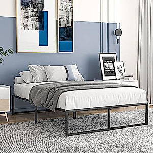 VECELO 14 Inch Queen Size Metal Platform Bed Frame,Industrial（2 Set）