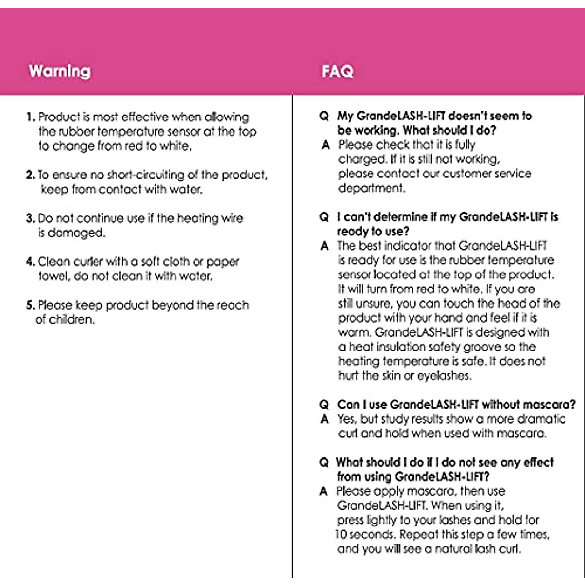 Grande Cosmetics LASH-LIFT Heated Lash Curler, Rechargeable and Travel Friendly, 2 Heat Settings, White