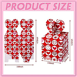 24 Pieces Valentines Day Cookie Boxes Valentines Day Cupcake Boxes Small Valentine Treat Box Paper Valentines Candy Boxes Decorative Heart Print Boxes for Valentine's Day Party Favors, 6 Styles