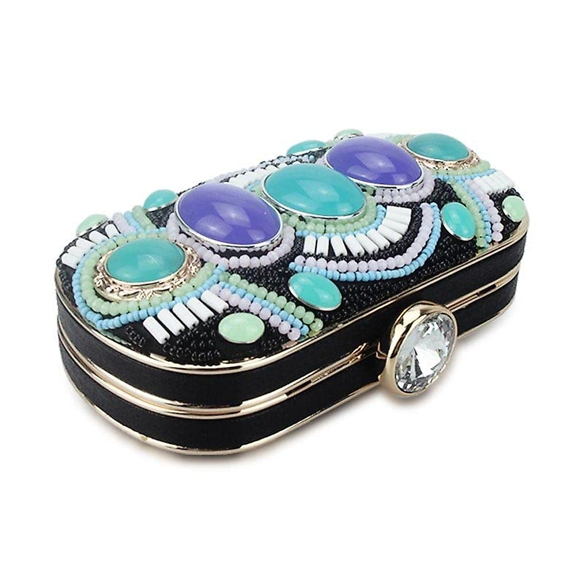 ZLXDP Big Diamond Crystal Women Evening Bag Wedding Chain Clutches Party Lady Shoulder Bags (Color : E, Size : 1)