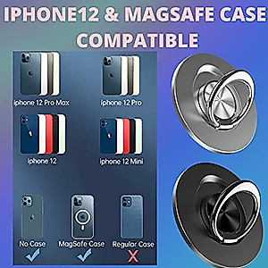 Aporia - Compatible for MagSafe Phone Ring Holder for iPhone 14 13 12 Mini Pro Max Plus Finger Ring Grip Stand | Removable Detachable Metal Gripper (Silver)