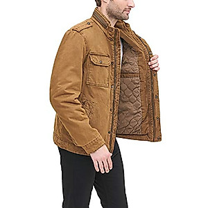 Levi's Men's Washed Cotton Two Pocket Military Jacket (Standard and Big & Tall), Worker Brown, Large