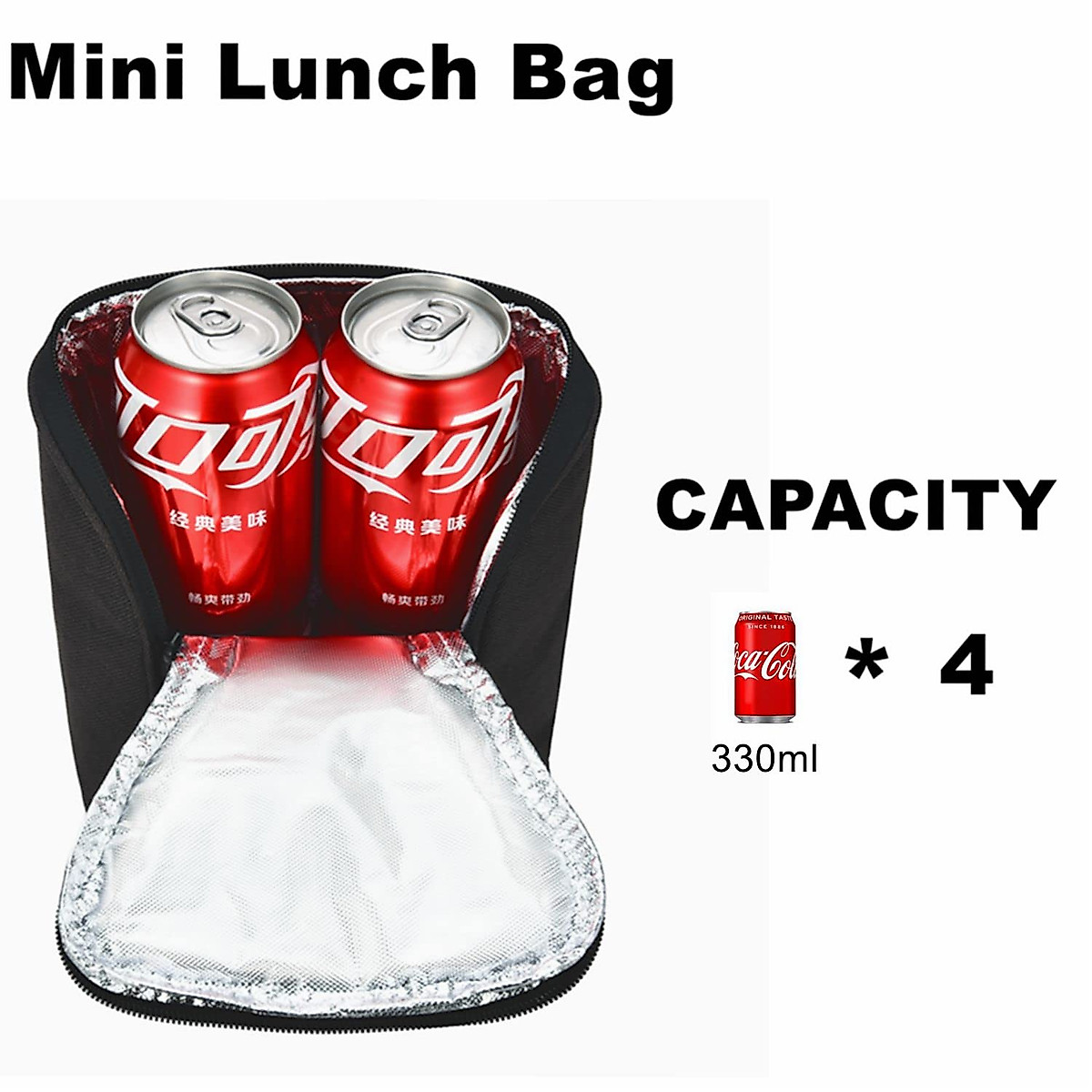 Lightweight Insulated Mini Lunch Bag,Cooler Lunch Box For Women,Men , Compact Lunch Pail for Office Black.¡­
