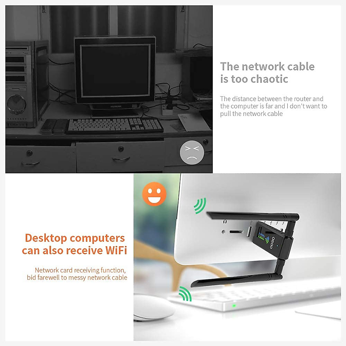 WiFi Adapter 1750mbps,QGOO Wireless USB Adapter Dual Band 2.4GHz/450Mbps 5GHz/1300Mbps High Gain 5dBi Antennas USB 3.0 Wireless Network Adapter for Desktop Laptop PC Windows XP/7/8/8.1/10/11