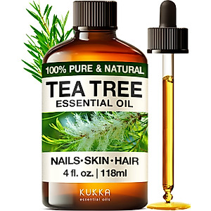 Kukka Tea Tree Oil for Skin, Hair & Toenails - 4 Fl Oz - 100% Pure Natural Tea Tree Essential Oil Made from Australian Melaleuca for Potency - Used in General Wellness, Aromatherapy & DIY Soap Making