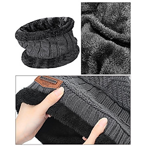6 Pack Winter Beanie Hat Scarf Set Stylish Knit Skull Caps for Men Women Fleece Thick Lined Neck Warmer, 6 Colors