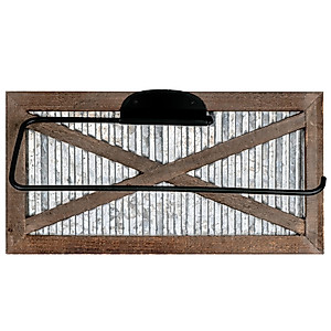 Autumn Alley Rustic Farmhouse Paper Towel Holder Wall Mount - Country Home Decor Rustic Farmhouse for Kitchen - Wood and Galvanized Kitchen Decor - Farmhouse Kitchen Wall Decor
