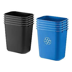 WEBSTORE SUPPLY 28 Qt. Trash and Recycle Bin Combo, 7 Gallon Under Sink Garbage Can (10 Pack) Black and Blue