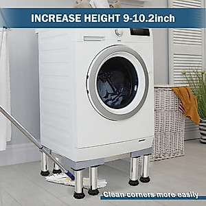 Kokorona Washing Machine Stand Mini Fridge Stand with 8 Strong Feet (9-10.2in High), Adjustable Refrigerator Base Multi-Functional Washer Dryer Pedestals, Max Load 440LBS