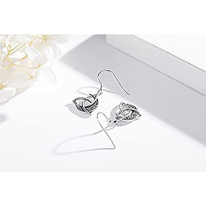 CHENGHONG Celtic Knot Earrings 925 Sterling Silver Crescent Moon Drop Dangle Earrings Irish Earrings Celtic Moon Jewelry Christmas Gifts for Women