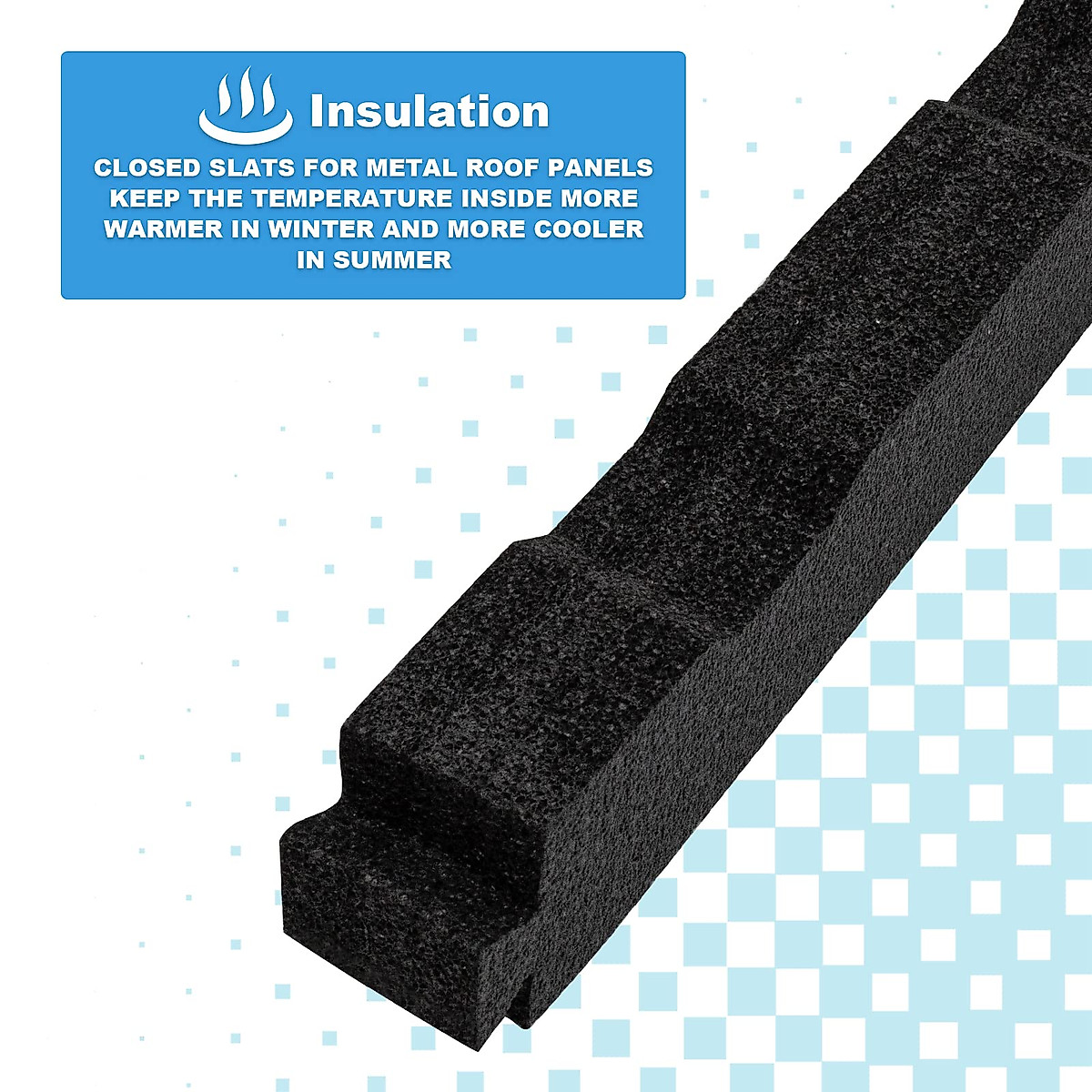 showingo 12 Inch Classic Ribbed Profile Foam Closure Strip for Metal Roof Sheets 3' Long Exterior Roof Closure Strip, Noise Reduction, and Resistance to Cold 20 PCS