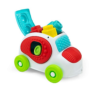 Clementoni- Soft Clemmy Sensory Car: Fun & Developmental Play for Babies & Toddlers, Stimulating Textures, Shapes & Stacking Blocks - Multicolored (6+ Months)