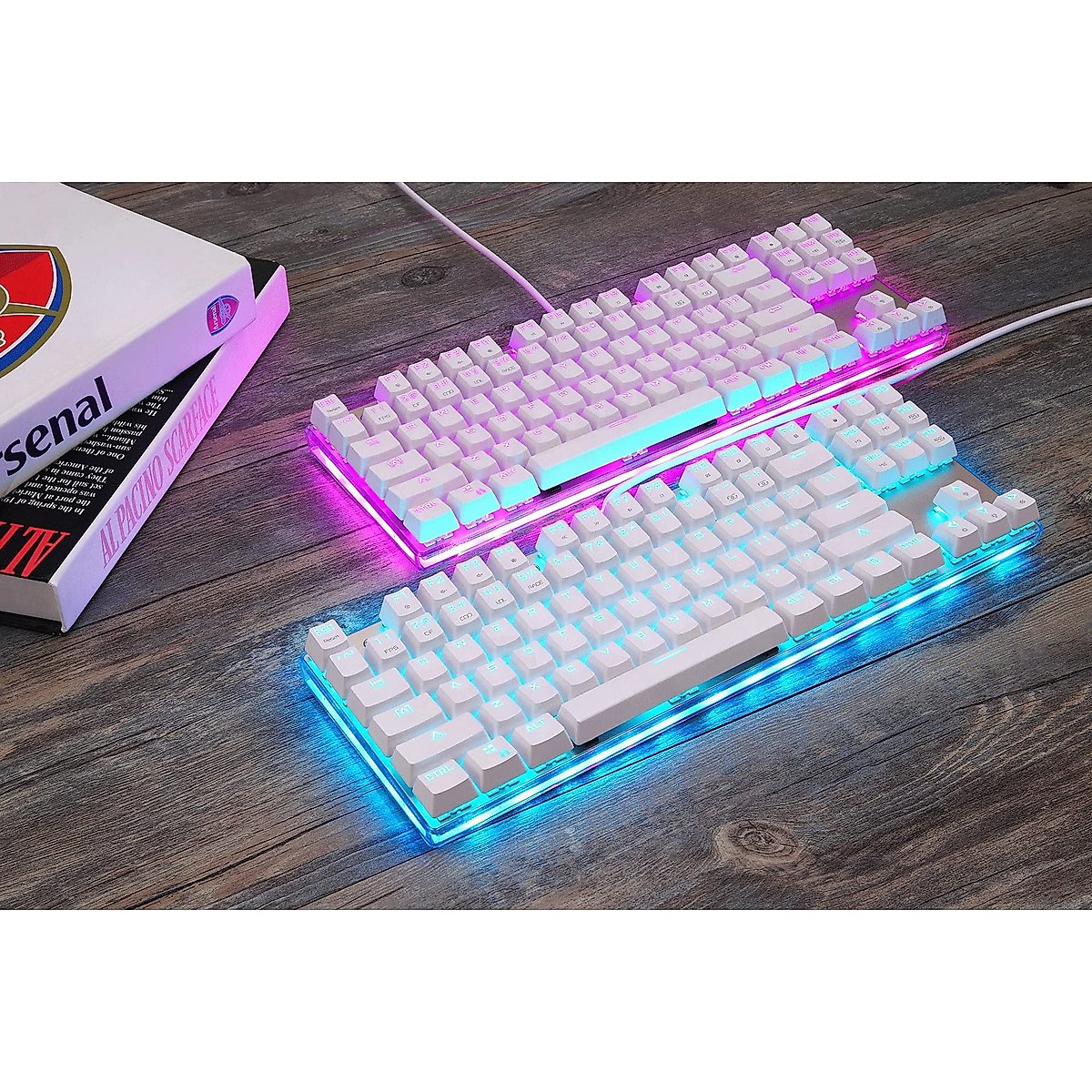 Feilx Mechanical Keyboard Red Blue Switch 87 Key Backlit Mechanical Gaming Gaming Keyboard for PC/Mac Gamer, Typist (Color : White)