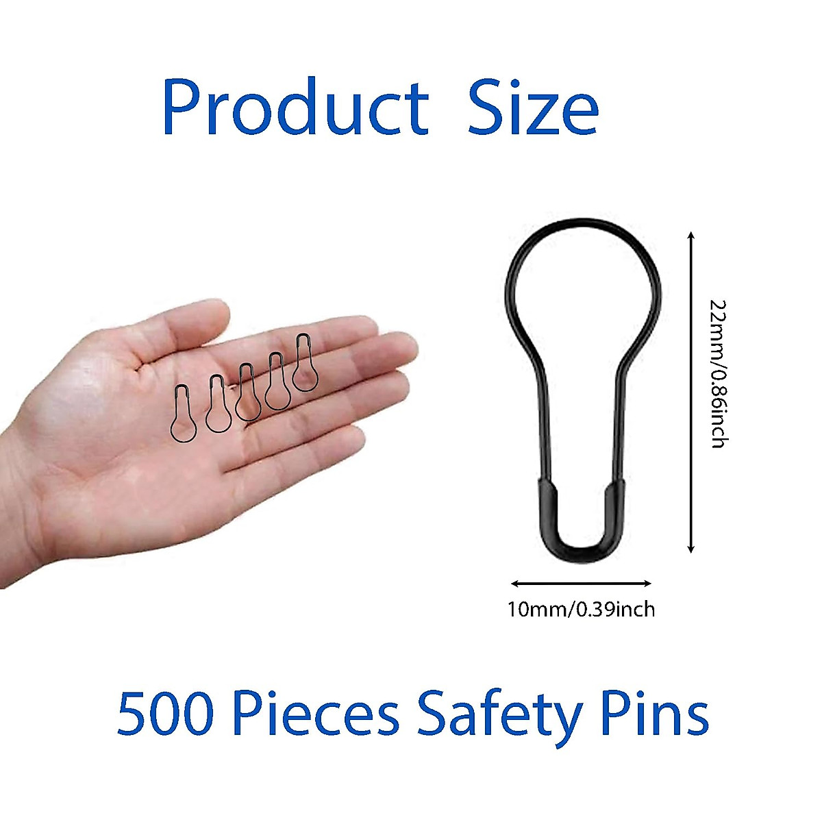 Transun Moo 500Pcs Black Safety Pins 0.8" Metal Bulb Pins Gourd Pin Clothing Tag Pins Calabash Pin for DIY Craft, Home Accessories