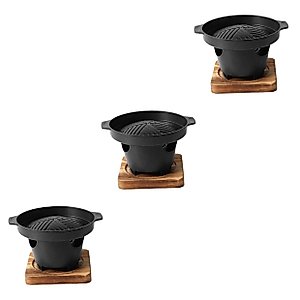 Didiseaon 3 Sets Grill Roasting Oven Outdoor Charcoal Korean BBQ Barbecue Serving Pan Fish Barbecue Pan Baking Oven Barbecue Plate Small Charcoal Stove Roaster South Korea Indoor Aluminum