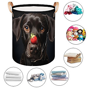 TULIMET Black Labrador Laundry Basket Waterproof Laundry Hamper with Handles Decorative Storage Basket Dirty Clothes Hamper for Bathroom Bedroom