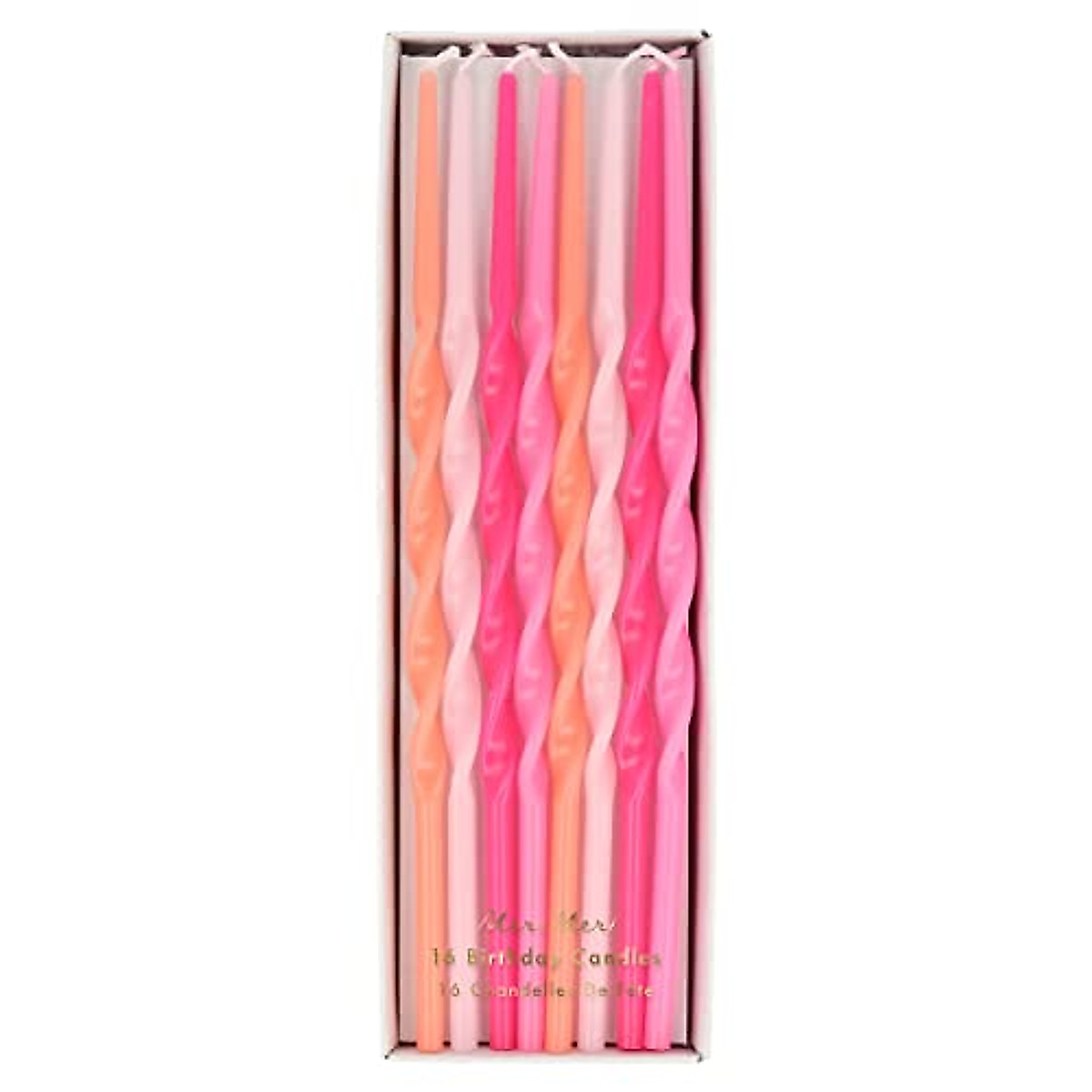 Meri Meri Pink Twisted Long Candles (Pack of 16)