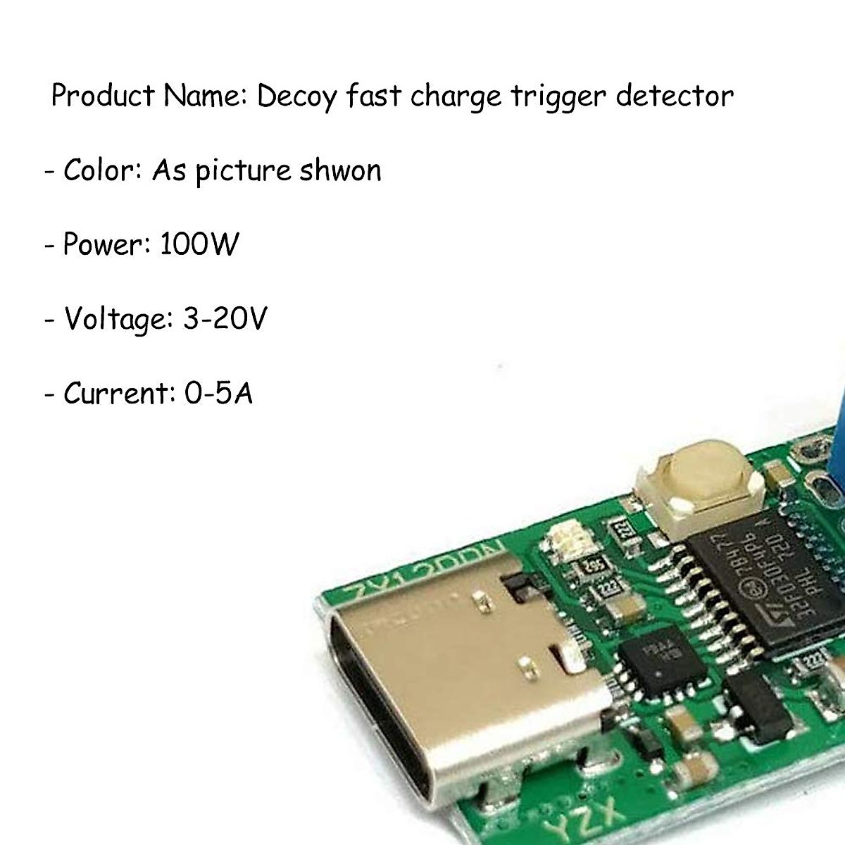 Acxico 1Pcs Type-C USB-C PD2.0 3.0 to DC USB Decoy Fast Charge Trigger Poll Detector Charging Module (ZY12PDN with Screw Terminal)