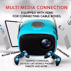 RCA RPJ264 Portable Home Theater Projector - Premium Quality - White Brightness - Projector Compatible with PC, TV Box, PS4- HDMI/USB/VGA- (Coral)