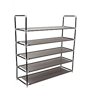 4SGM 5 Tiers Shoe Rack Space Saving Shoe Tower Shelf Storage Organizer Stand Cabinet Bench Stackable - Holds 20-25 Pair of Shoes Easy to Assemble - No Tools Required