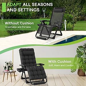 ZENPETIO 26In Zero Gravity Chair, Zero Gravity Recliner Lounge Chair for Indoor and Outdoor, Reclining Camping Chair for Lawn and Patio, Anti Gravity Chair w/Cushion, Cup Holder and Footrest, 440LBS