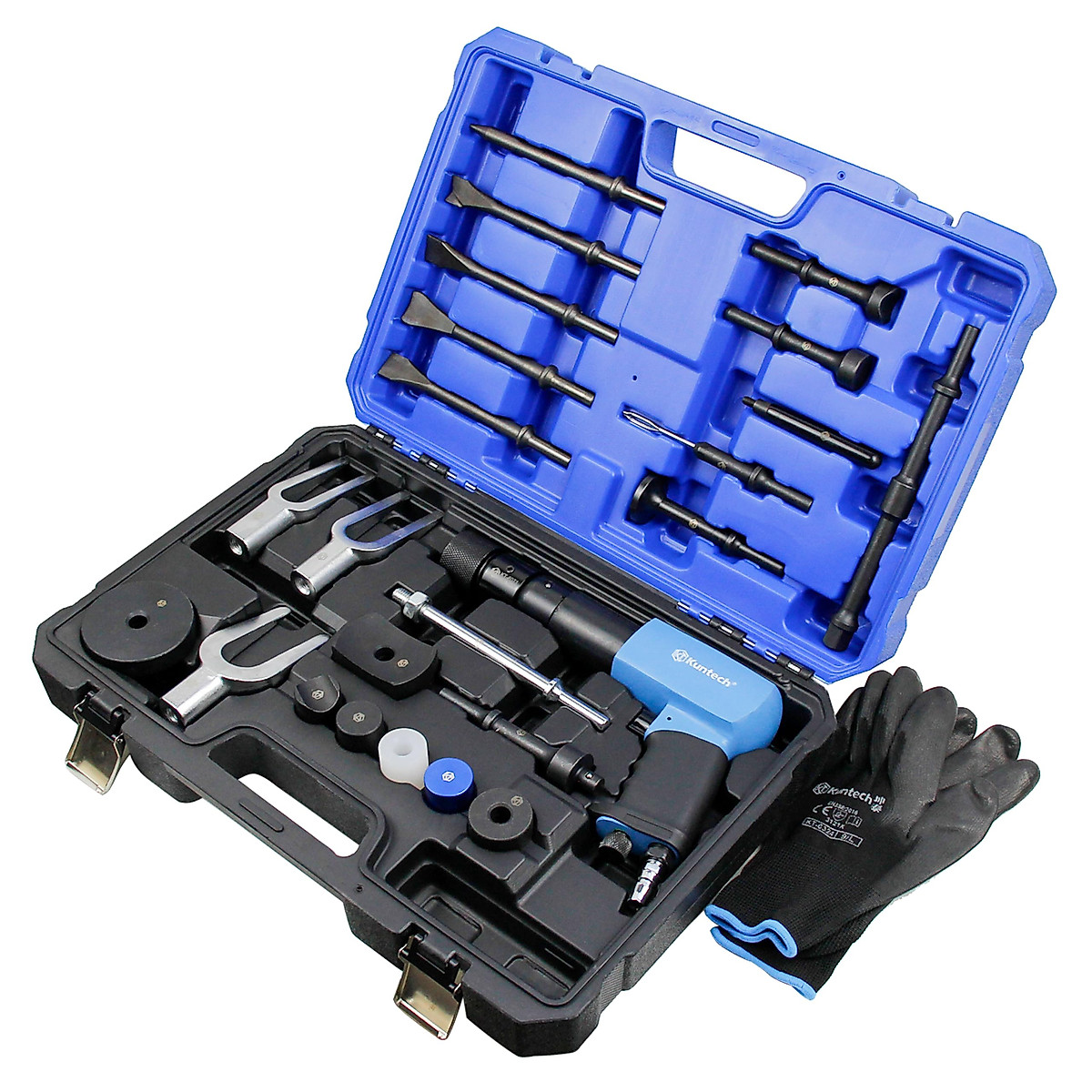 Air Hammer Kit Multi-functional 24 PCS, Pneumatic Hammer 2200 BPM, Air Hammer Piece Chisel Set with Carrying Case & Gloves
