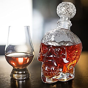 MDLUU Glass Wine Decanter, Skull Decanter Bottle, Liquor Decanter with Airtight Stopper, Wiskey Vodka Beer Decanter for Gift, Home, Bar, Party Decor, 25oz/750ml