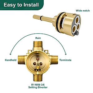 RP51919 6-Setting Diverter Cartridge with Extension Kit for Delta Faucet Valve Body R11000 and R22000, Faucet Replacement Part, Brass & No Leakage