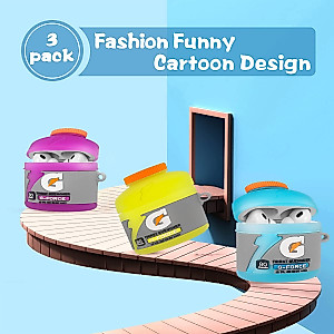 3 Pack Case for AirPods Pro 2nd Generation, Funny Fun Cartoon Food Sport Drinks Bottle Cover, Soft Silicone Cute Design Kawaii AirPods Pro 2/Pro Shell Protective for Keychain Lanyard Women Kids Girls