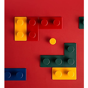 SAFITOYA 4PCS Fun Block Wall Hangers Set,Cool Kids Room Decor Wall Hooks, Home Gadgets Holder Punch Free Plug Adhesive Wire Regulator