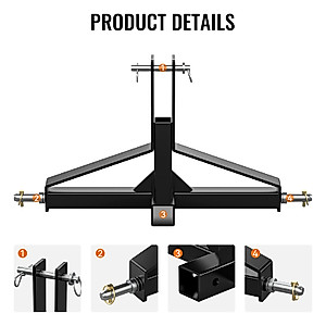 Sulythw 3 Point Hitch 2” Receiver Quick Hitch Compatible, Tractor Mover Drawbar Hitch, 3 Pt Quick Hitch Farm Equipment and Subcompact Trailer Hitch for Tractor Standard Category 1