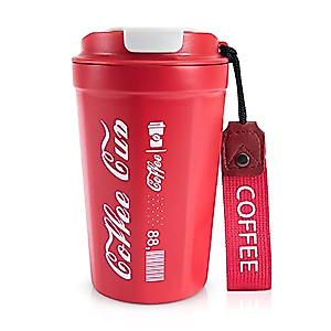 Gr8ware 13oz Travel Coffee Mug with Lid, Leak Proof Coffee Travel Mug for Hot/Iced Drinks, Double Wall, Vacuum Insulation - Red