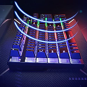 USB Gaming Keyboard, RGB Lighting Effect Thickened Low Base One Piece Design High and Low Key Design Gaming Keyboard for Gaming for Home for Office(H600 Black Characters-Single Keyboard)